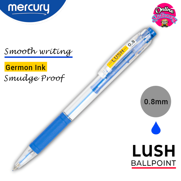 Mercury Lush Retractable Ballpoint Pen Blue Ink - online Stationery ...