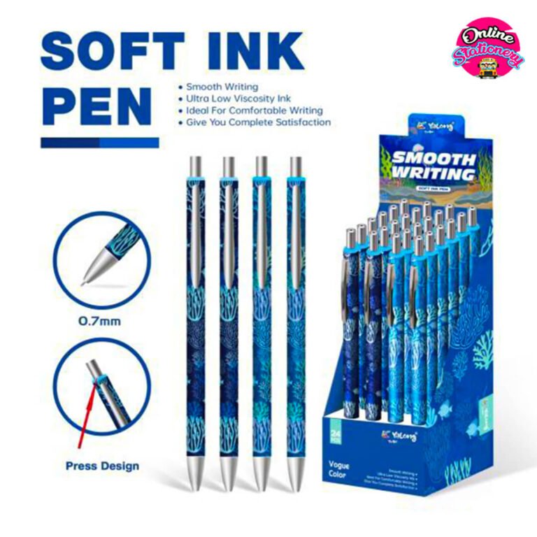 Yalong Soft Ink Pen 0.7mm Blue Ink - online Stationery Shop Pakistan