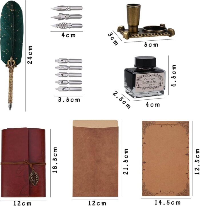 Luxury Vintage Calligraphy Feather Dip Pen Set